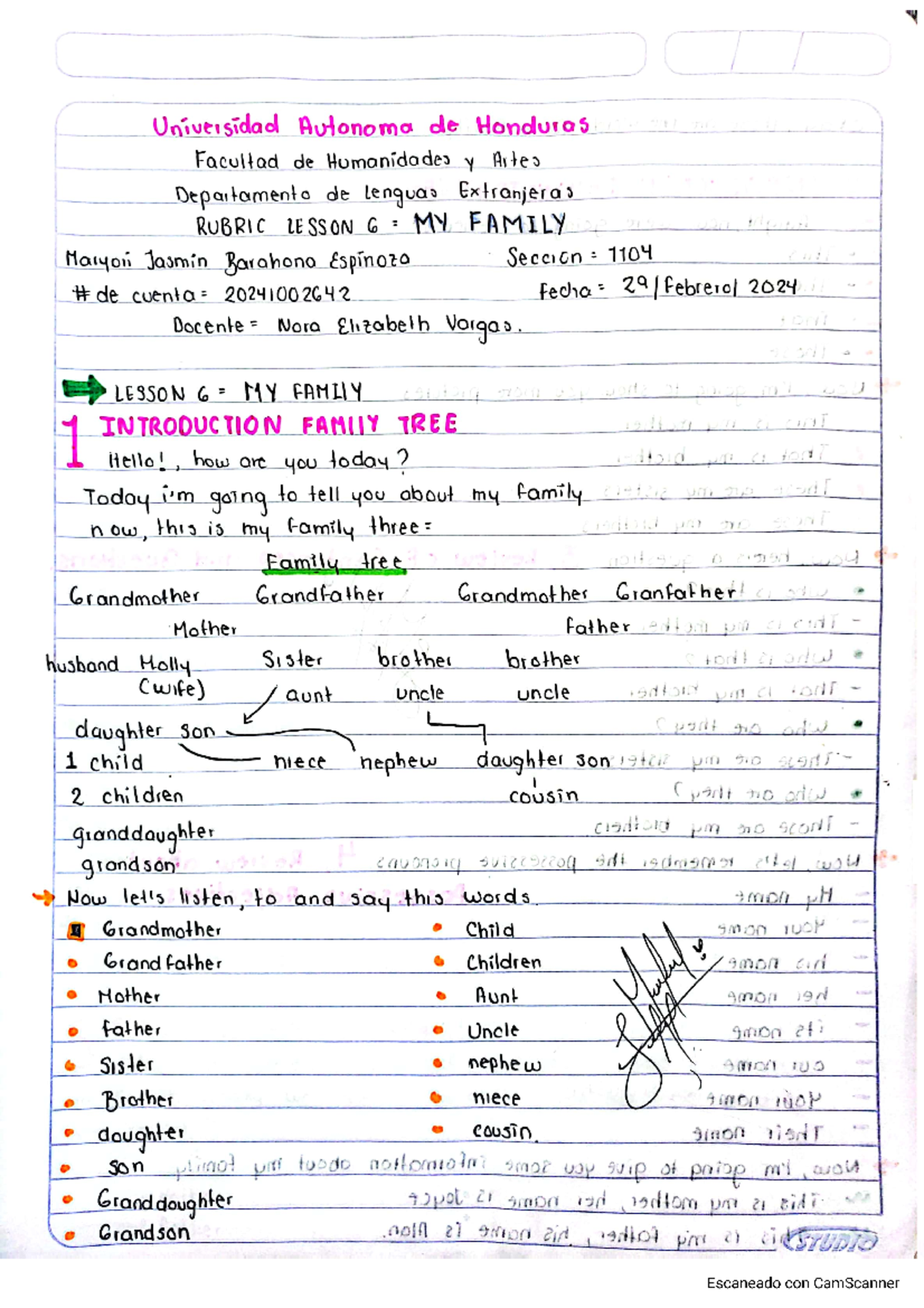 Actividad 23 - Notas de la Lección 6: "Mi familia" (+) 2% - Studocu