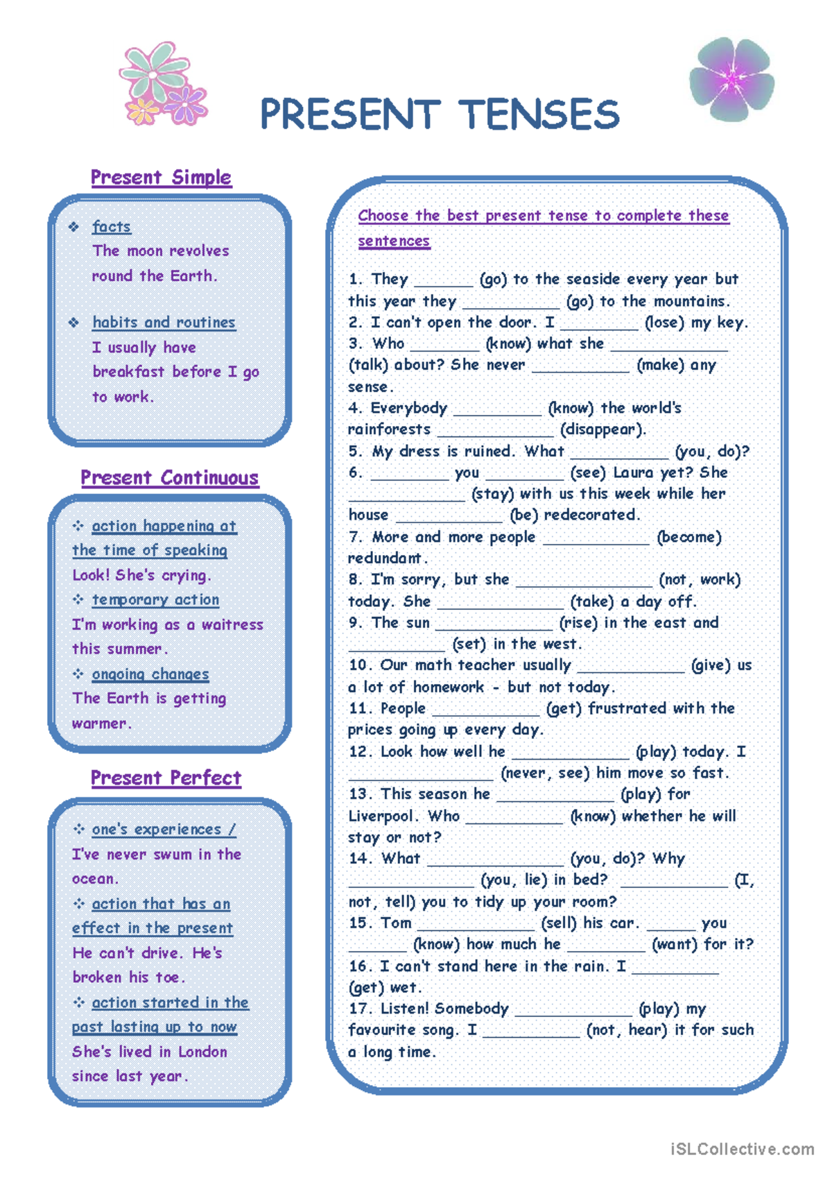 Present Tenses Overview - Ffh - Studocu