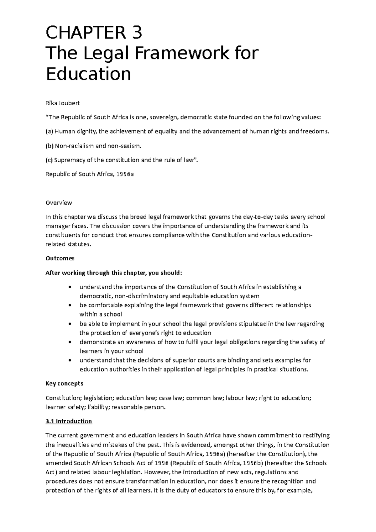 Chapter 3: The Legal Framework Governing Education in South Africa ...
