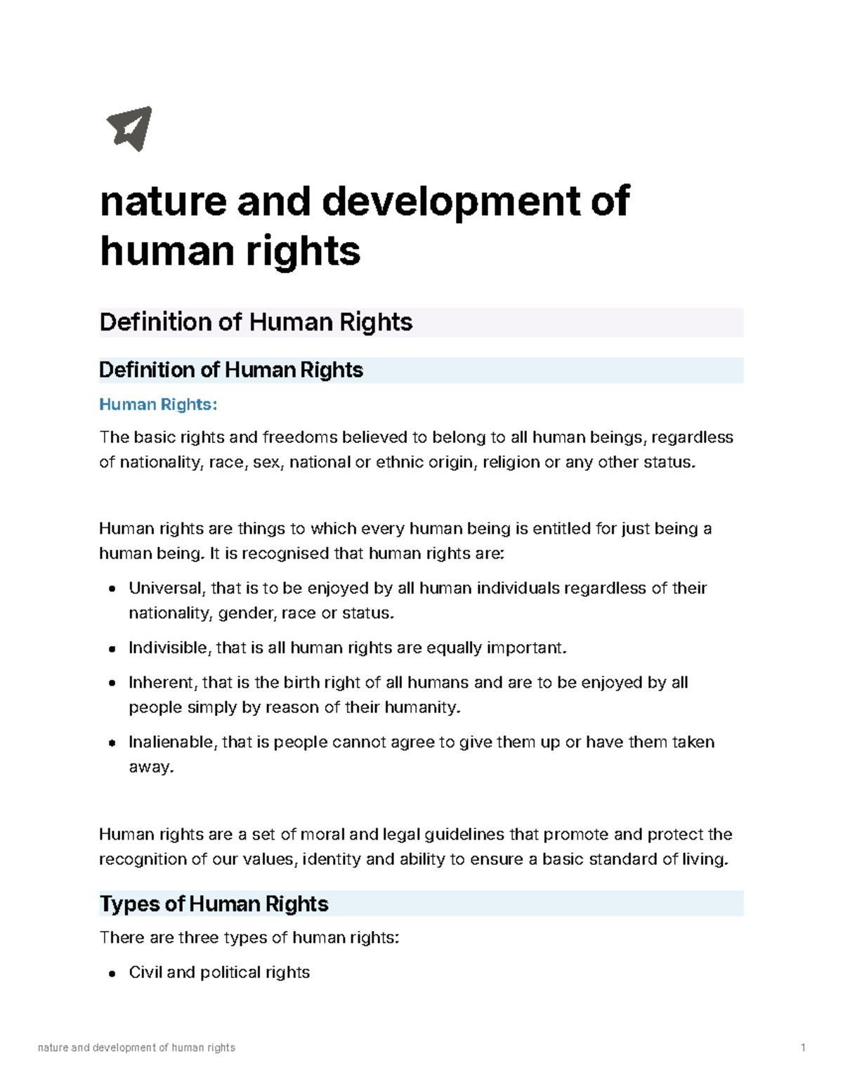 Nature and Development of Human Rights: Key Concepts and Milestones ...