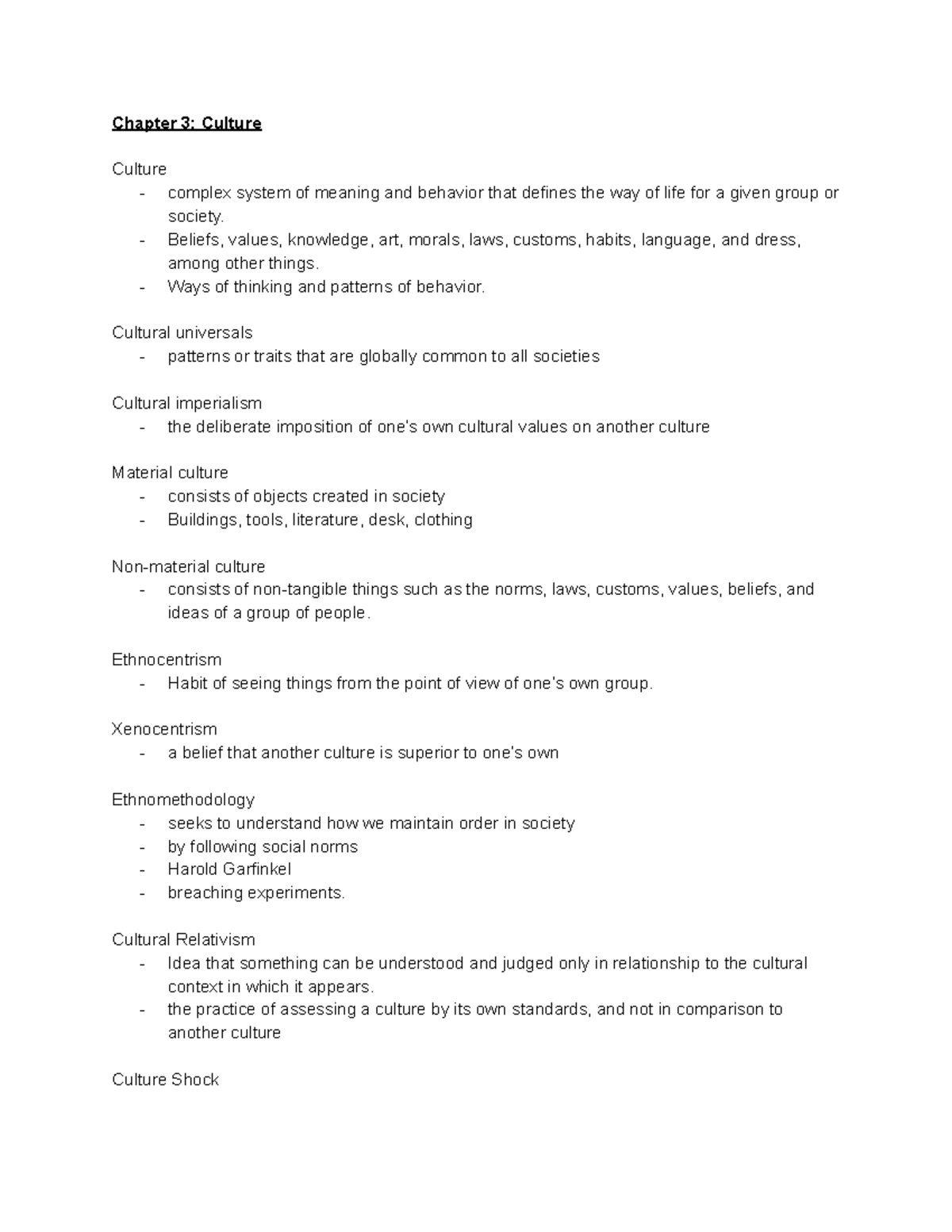 Culture SG - Chapter 3: Key Concepts and Notes on Culture - Studocu
