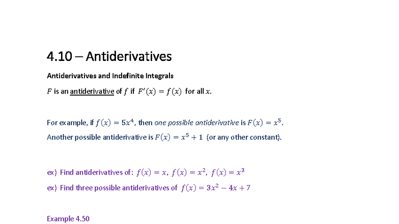 Antiderivatives and Integrals: Key Concepts & Formulas (Calc 4.10 ...