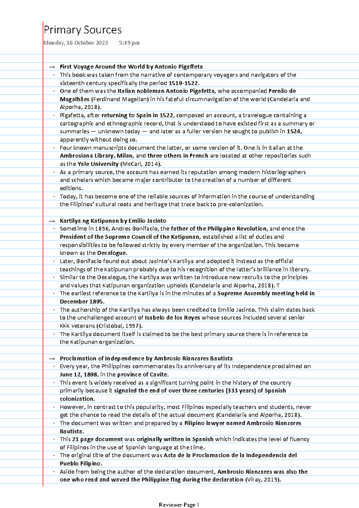 Primary Sources Analysis for Philippine History: Riph Studies - Studocu