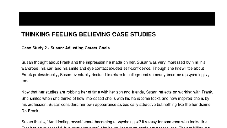 PSYC3520 Case Study 2: Susan's Career Goal Adjustments - Studocu