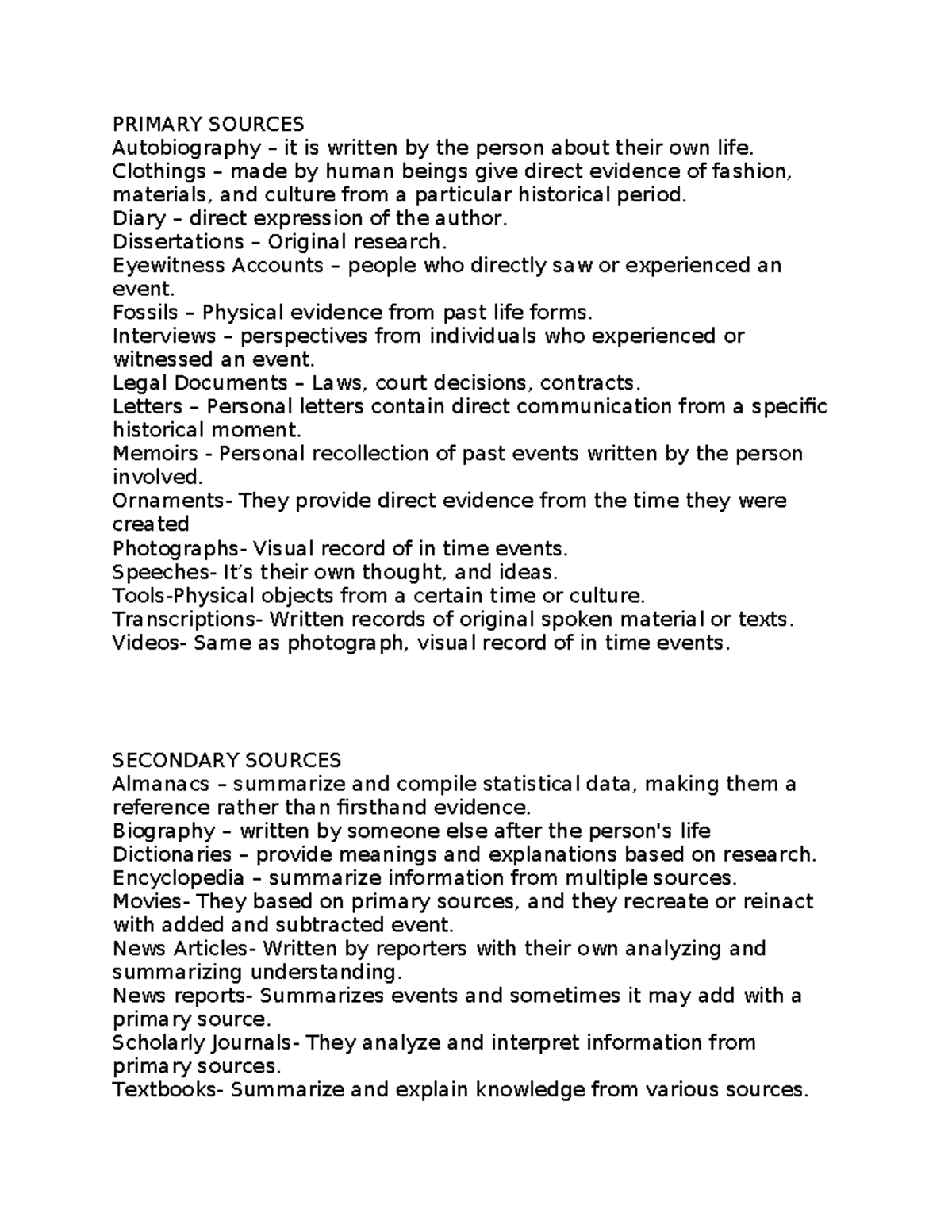 Primary and Secondary Sources Overview: A Comprehensive Guide - Studocu