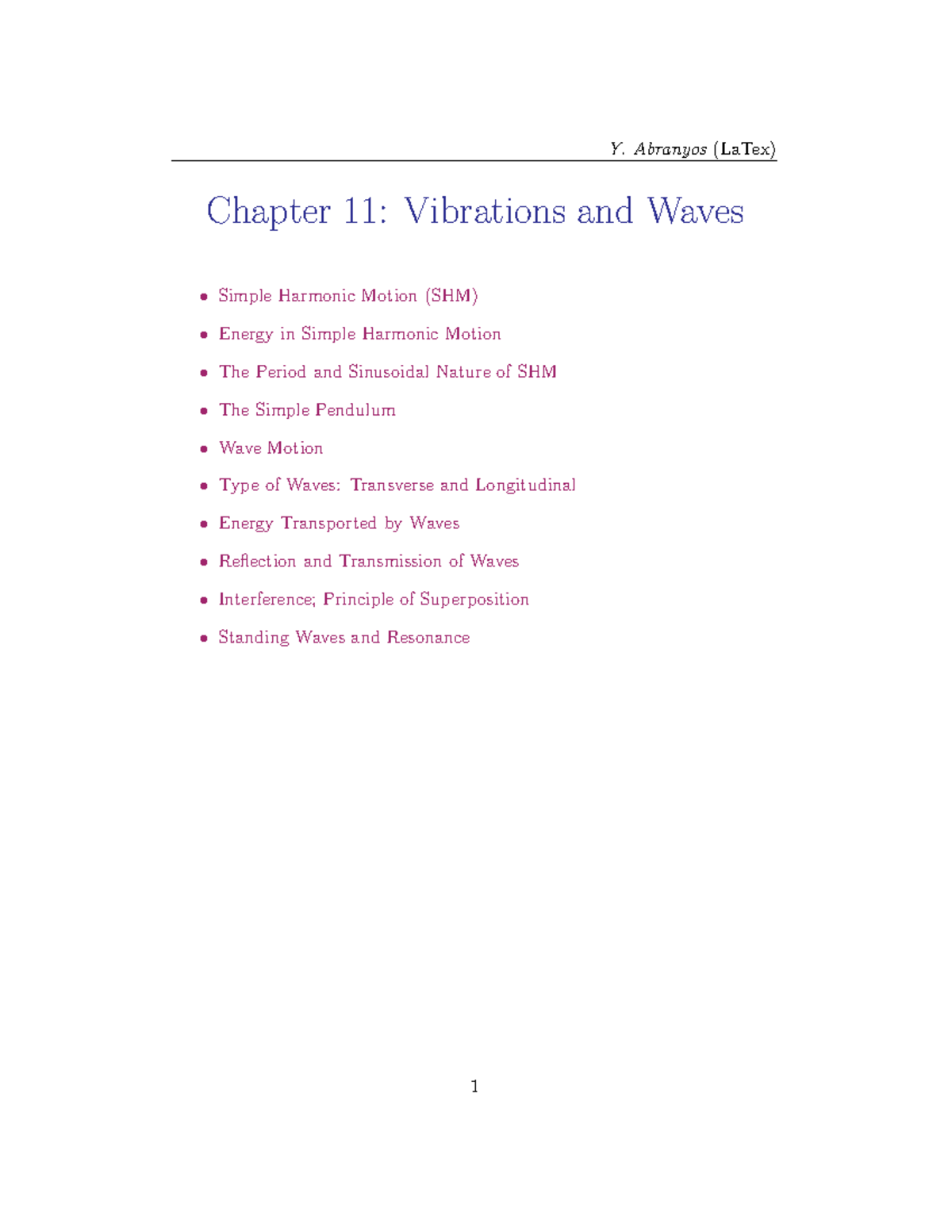 Physics 110 Chapter 11: Vibration & Waves Overview and Concepts - Studocu