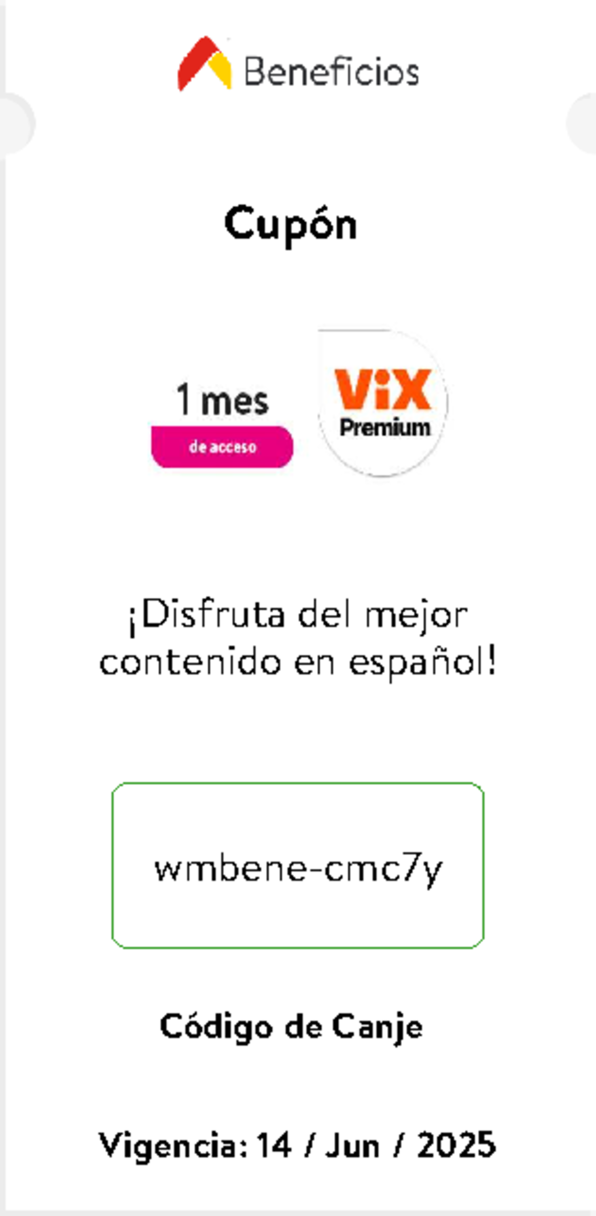 Cupón ViX Premium: Activación y Términos de Uso (Vigencia: 14 Jun 2025 ...