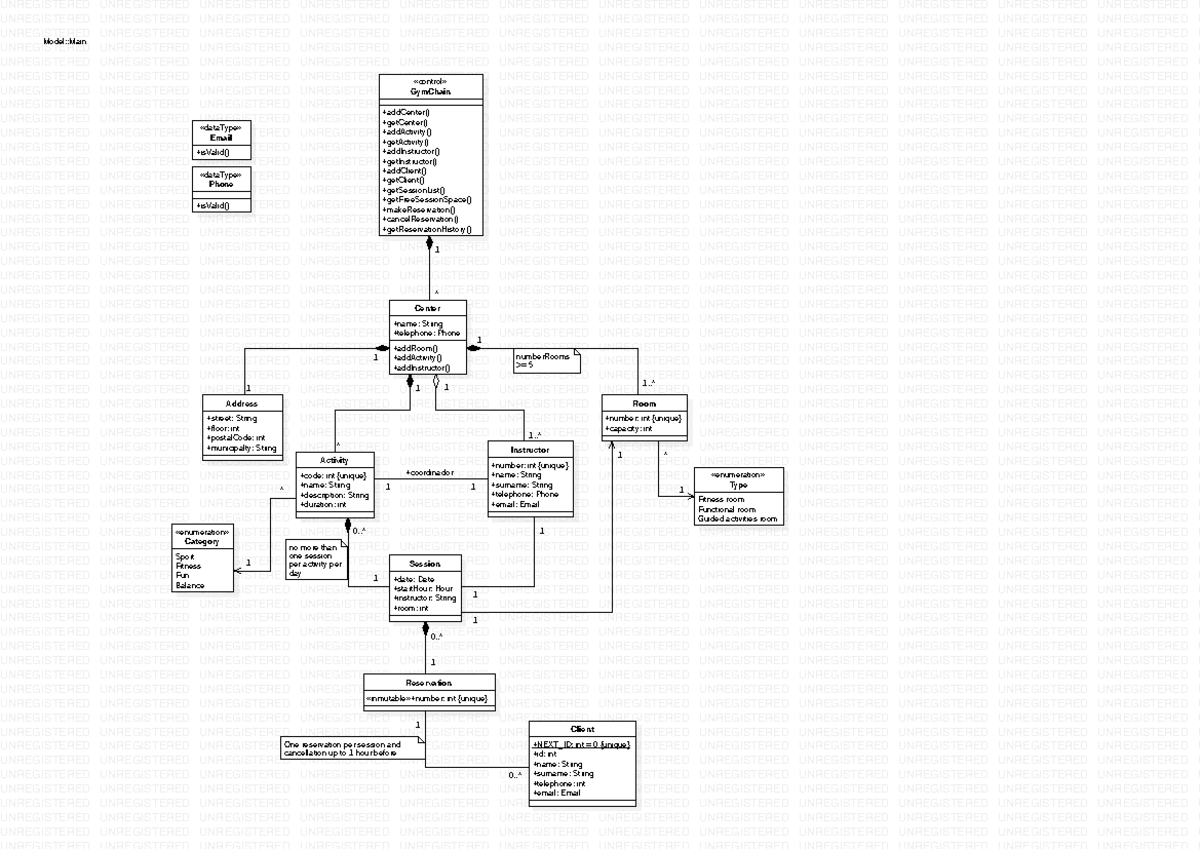 GymChain Model Overview and Reservation System Documentation - Studocu