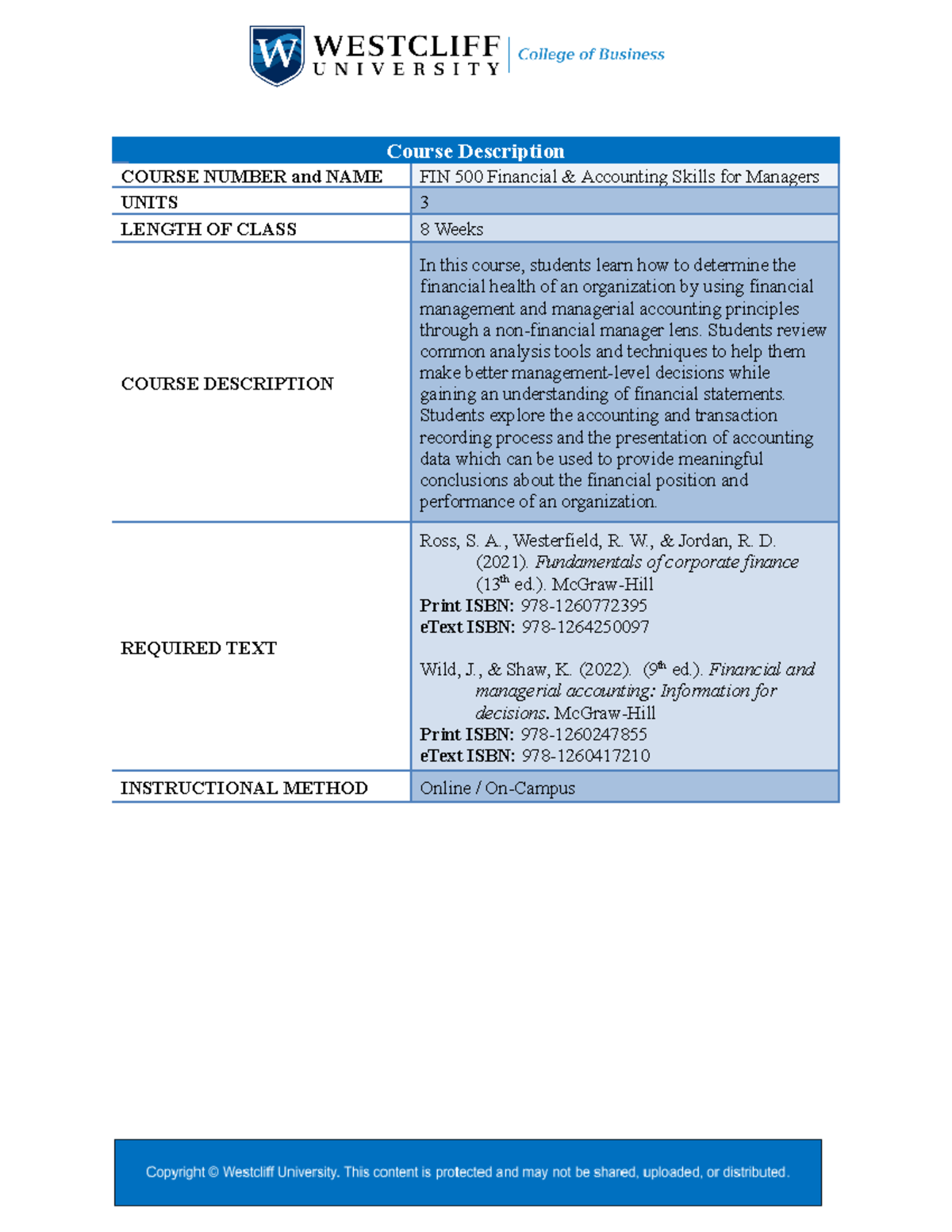 Spring 2023-FIN500 Course Syllabus: Financial & Accounting Skills for ...