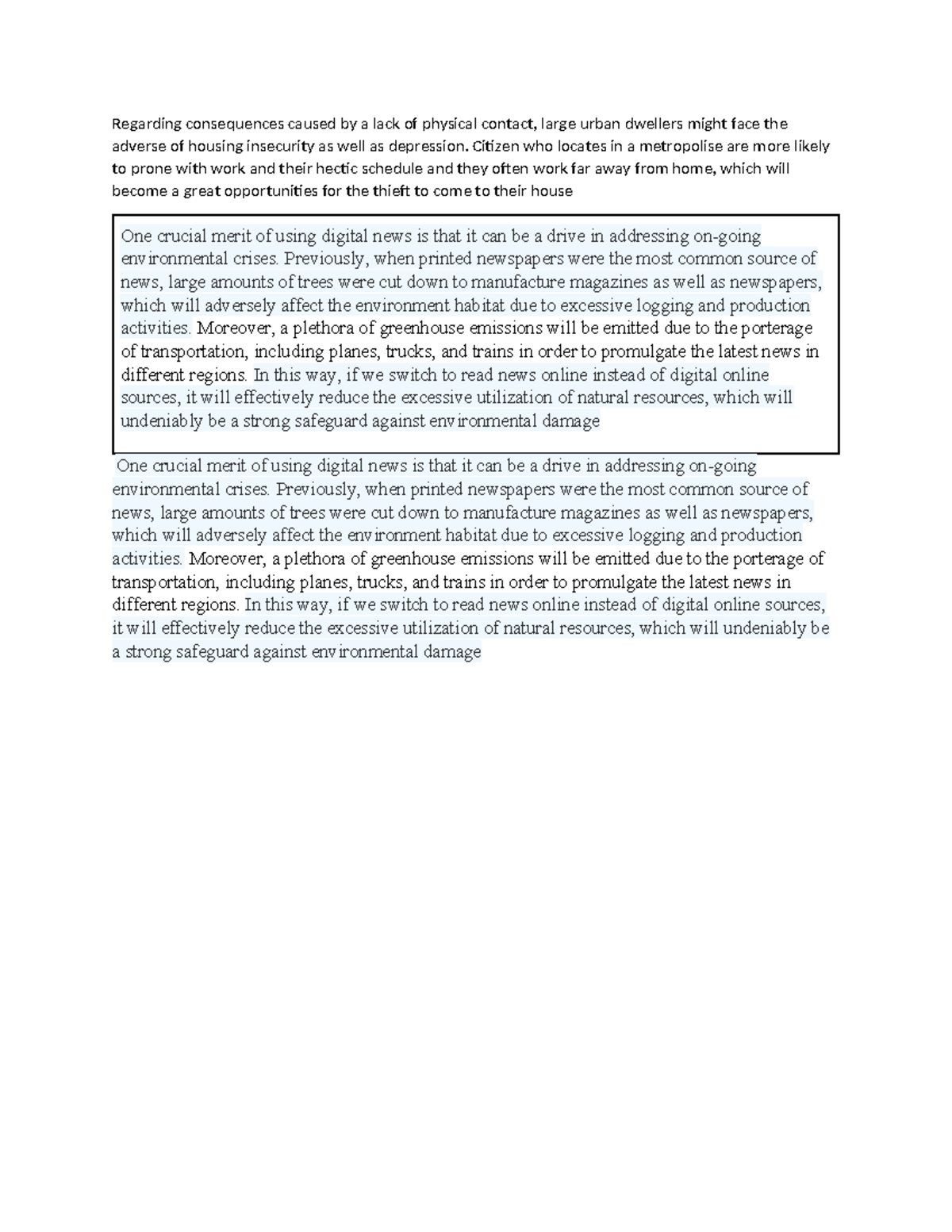 Regarding consequences caused by a lack of physical contact - Citizen ...