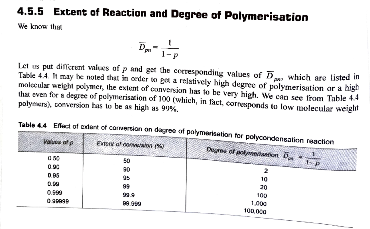 Note on Extent of Reaction and Stoichiometry in Polymerisation - Studocu