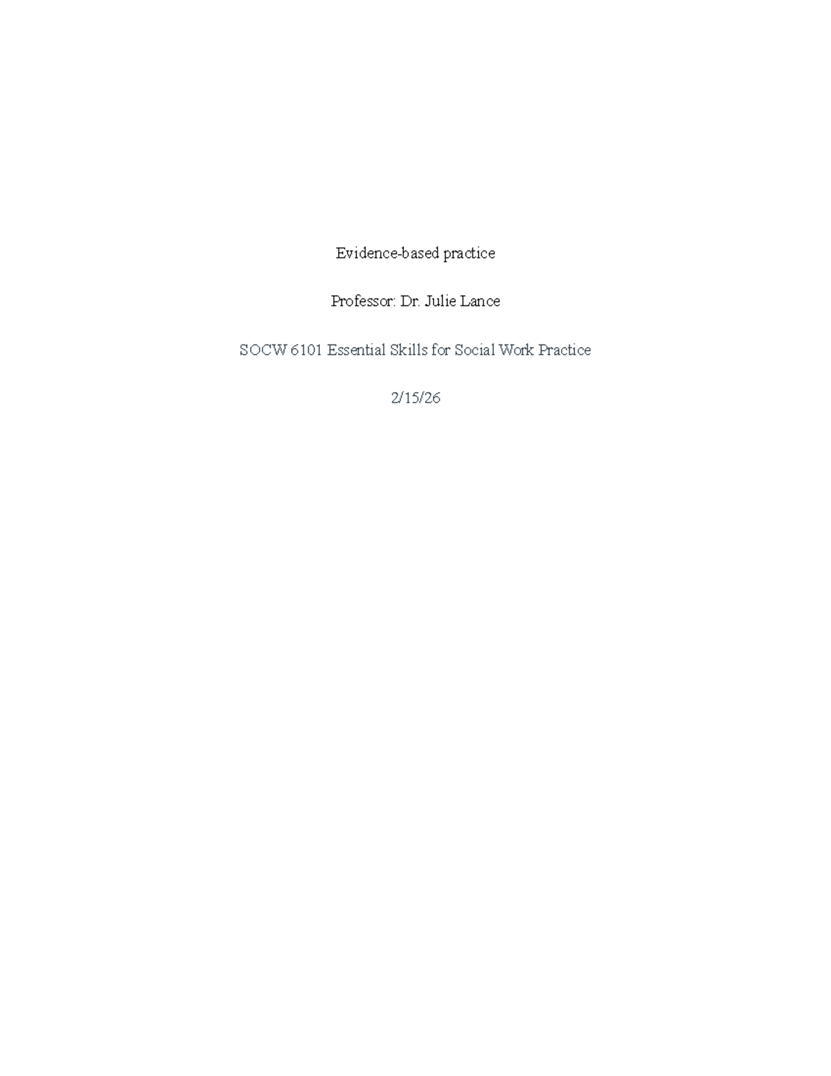 SOCW 6101 Final Exam: Evidence-Based Practice in Social Work - Studocu