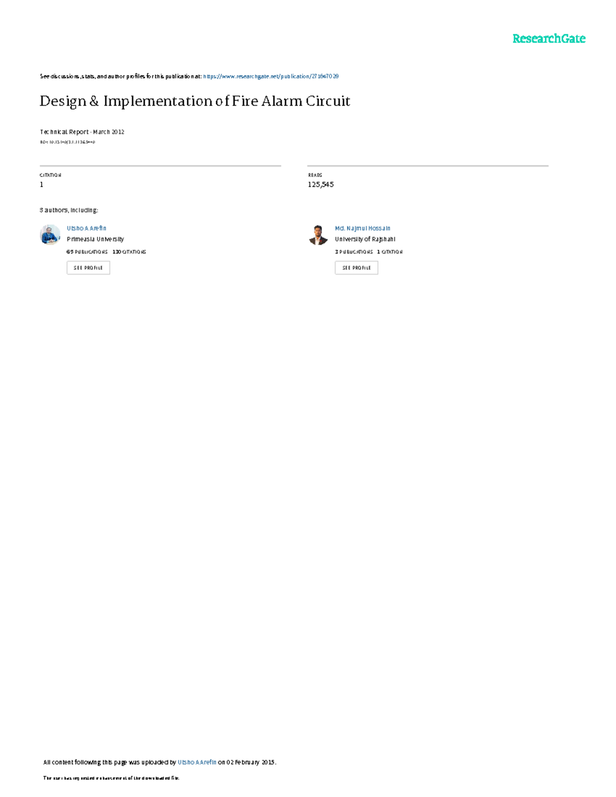 Design & Implementation of Fire Alarm Circuit (ECE Project Report ...