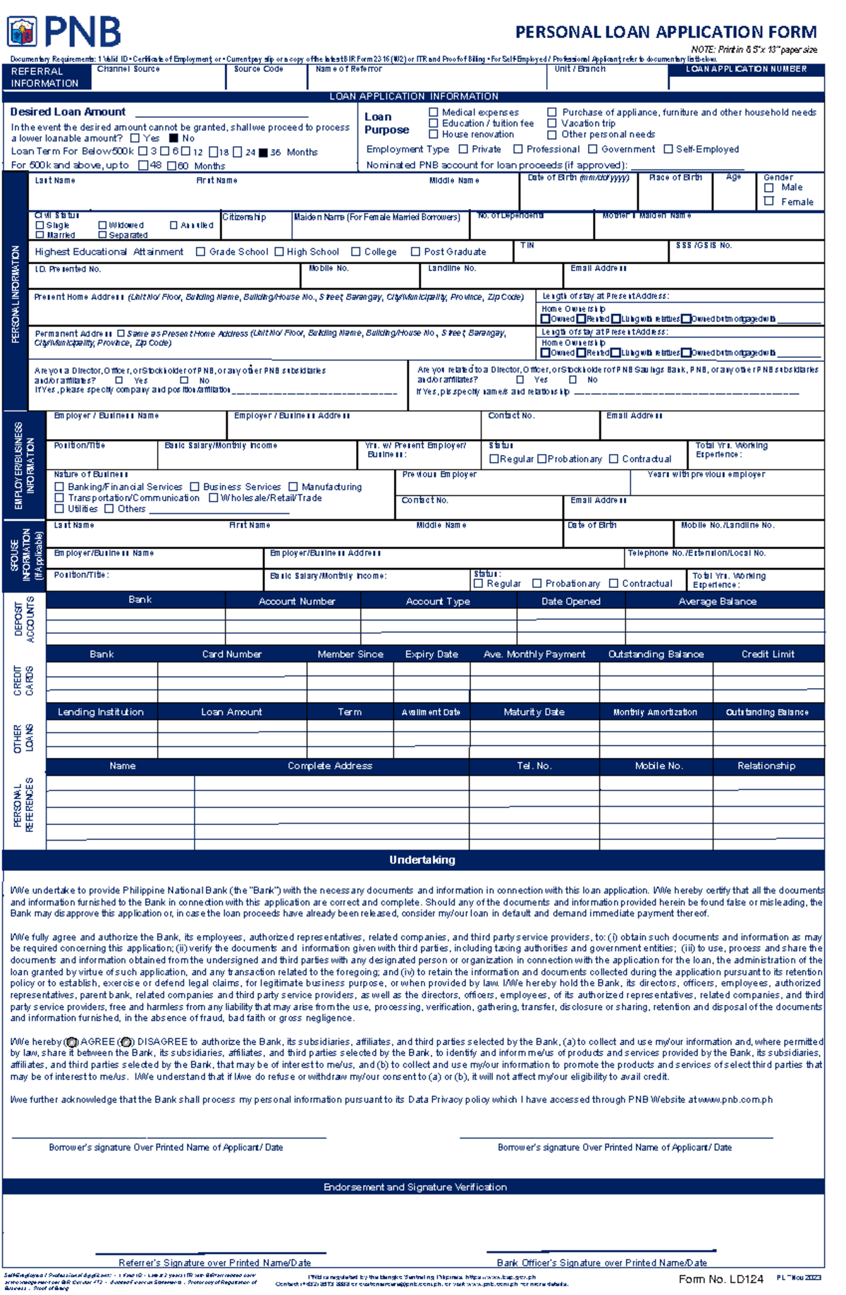 Personal Loan Application Form for Website - PERSONAL LOAN APPLICATION ...