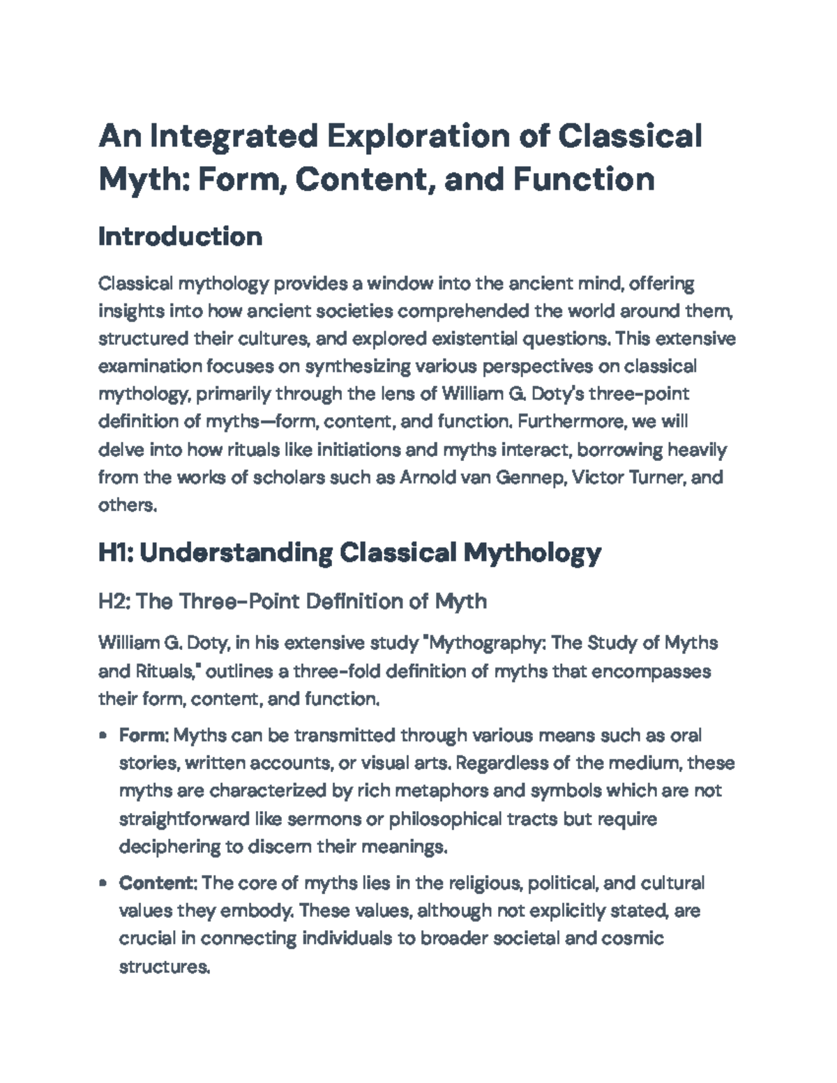 Classical Mythology Analysis: Form, Function & Rituals (MYTH 101) - Studocu