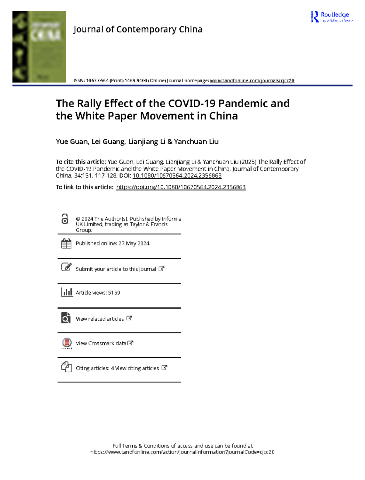 The Rally Effect of COVID-19 and the White Paper Movement in China ...