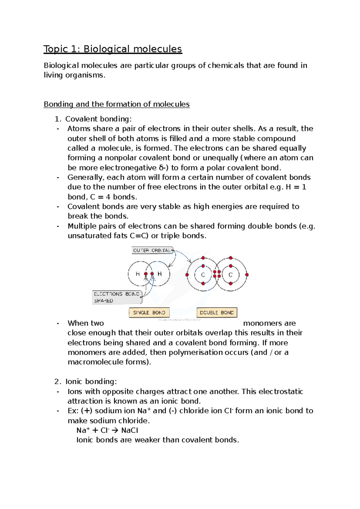 Biological Molecules Overview: Bonds, Polymers, and Functions (BIO101 ...