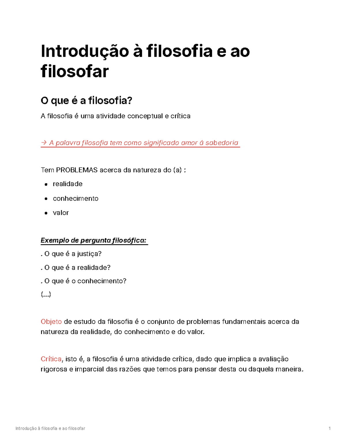 Introdução à Filosofia: Conceitos e Questões Fundamentais - Studocu