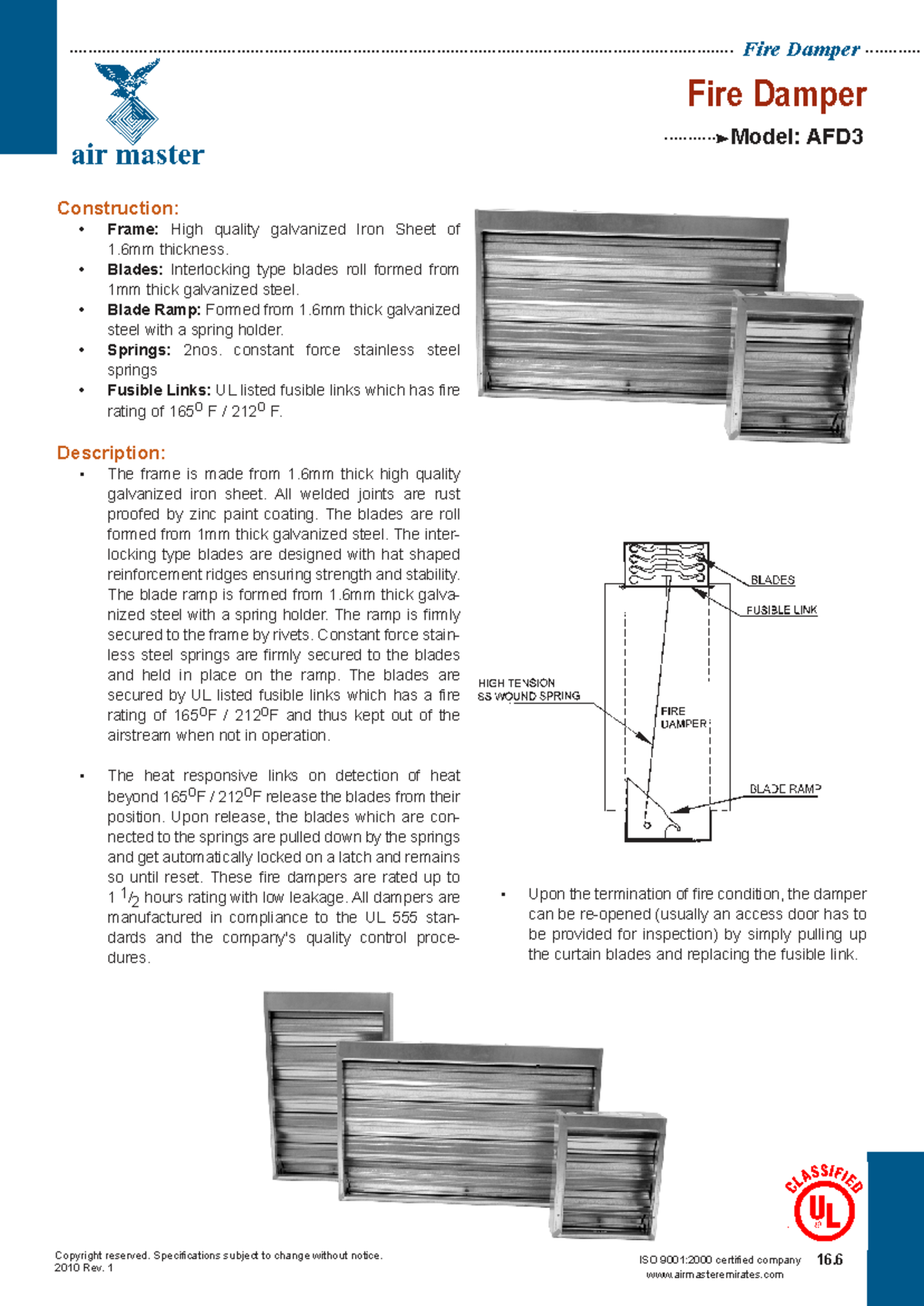Fire Damper Specifications & Installation Guide (AFD3) - Studocu