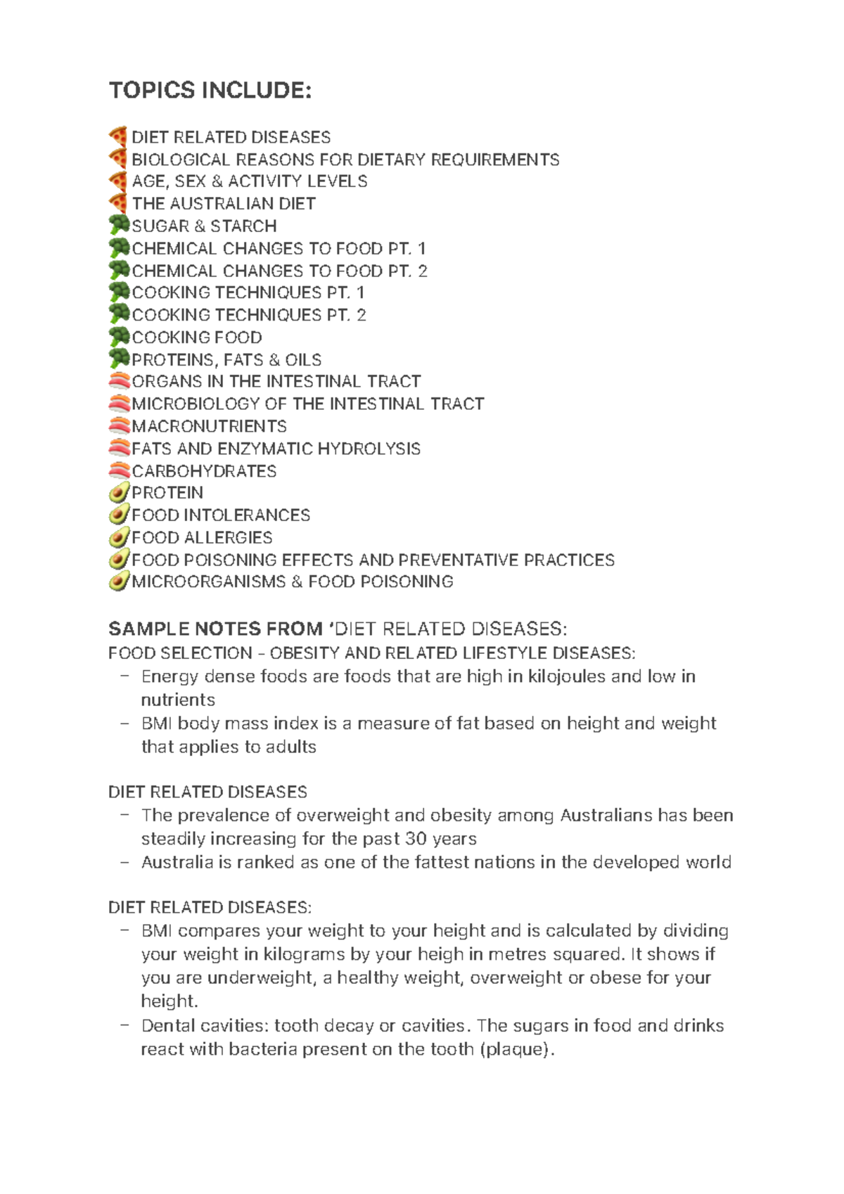 Food Technology Year 12 Unit 3 AOS 1 & 2 Study Notes on Dietary ...