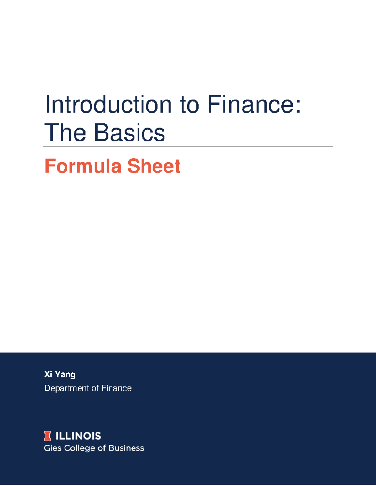 Formulas - CÔNG THỨC LTTTC - Introduction to Finance: The Basics ...