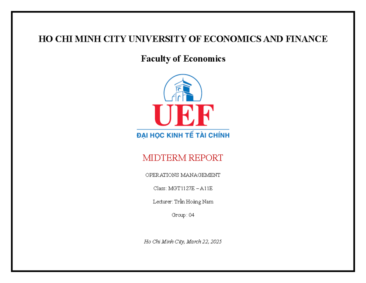 MGT1127E Midterm Report: Operations Management at Ajinomoto Vietnam ...