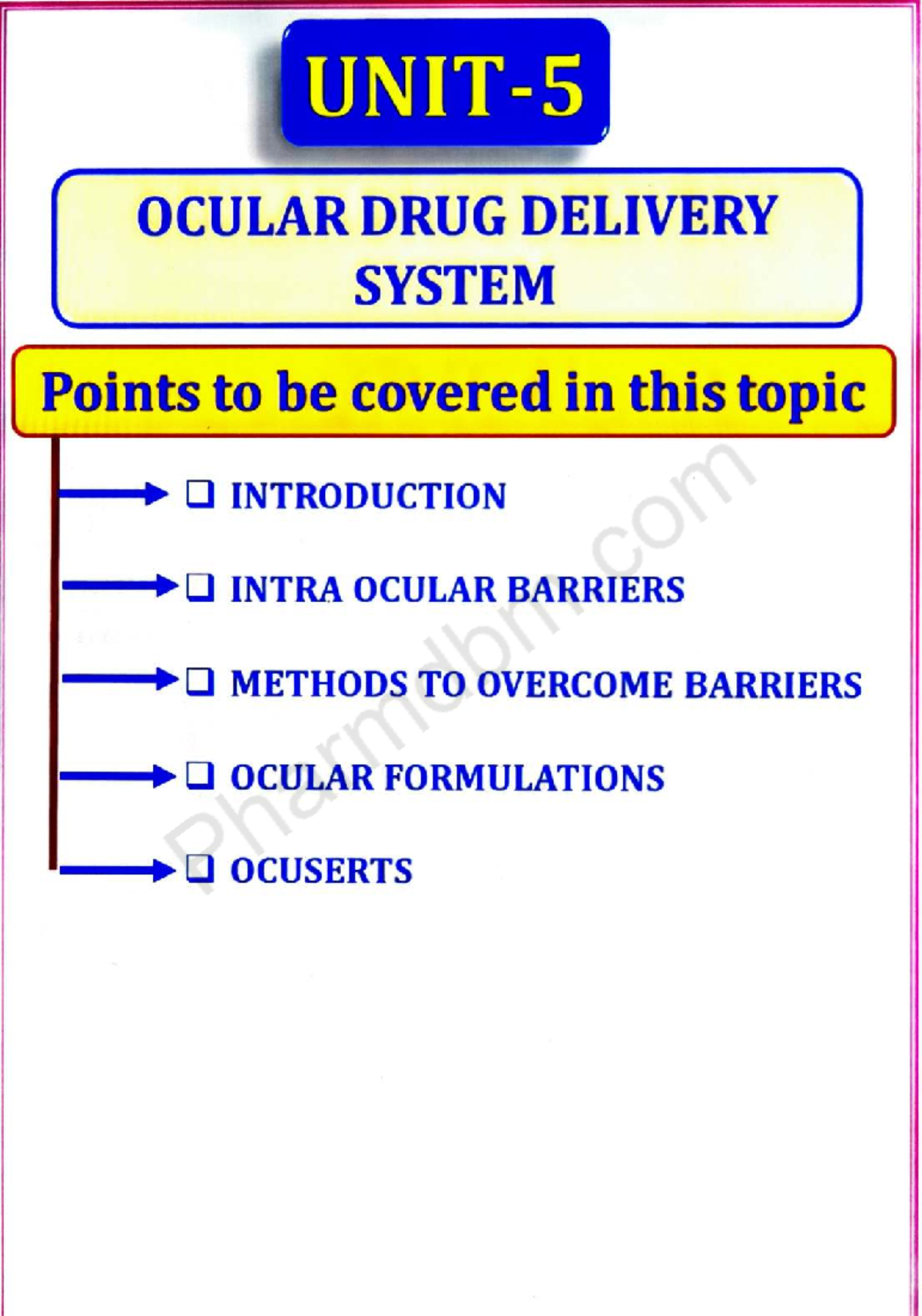 Novel Drug Delivery Systems in Ophthalmology - Unit 5 - Studocu