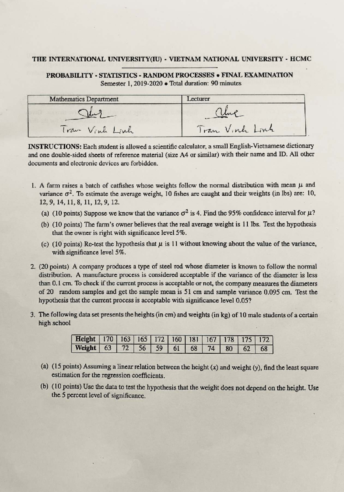 Ma026IU Probability & Statistics Final Exam Notes 2020 HK1 - Studocu