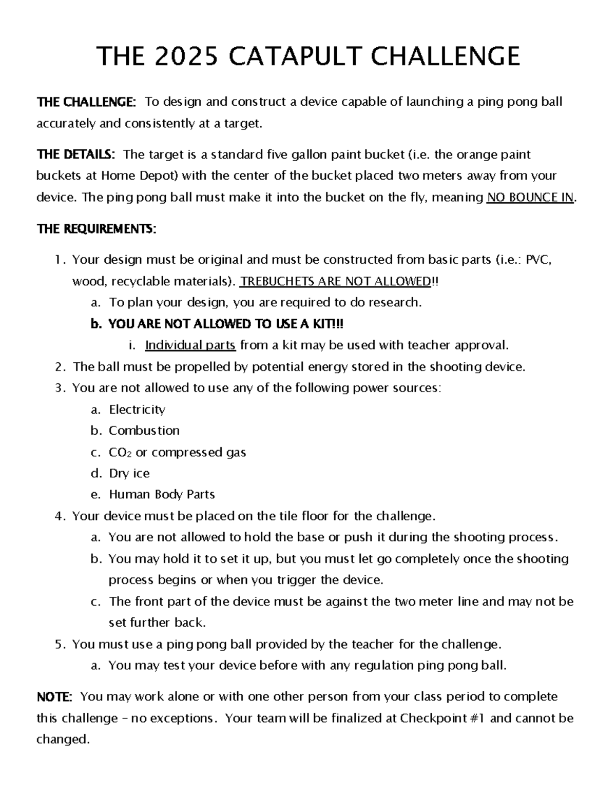 2025 Catapult Challenge: Design & Testing Guidelines for Project - Studocu