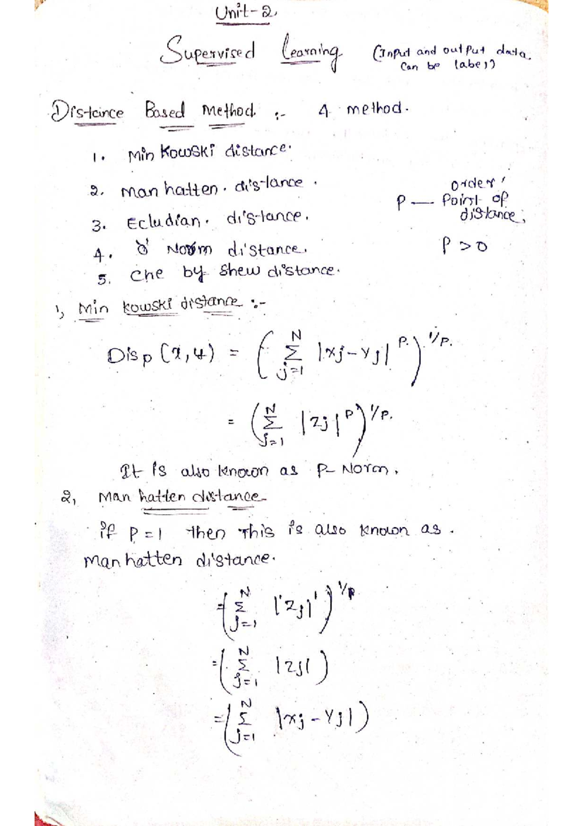 ML Unit 2: Supervised Learning & Distance-Based Methods - Studocu