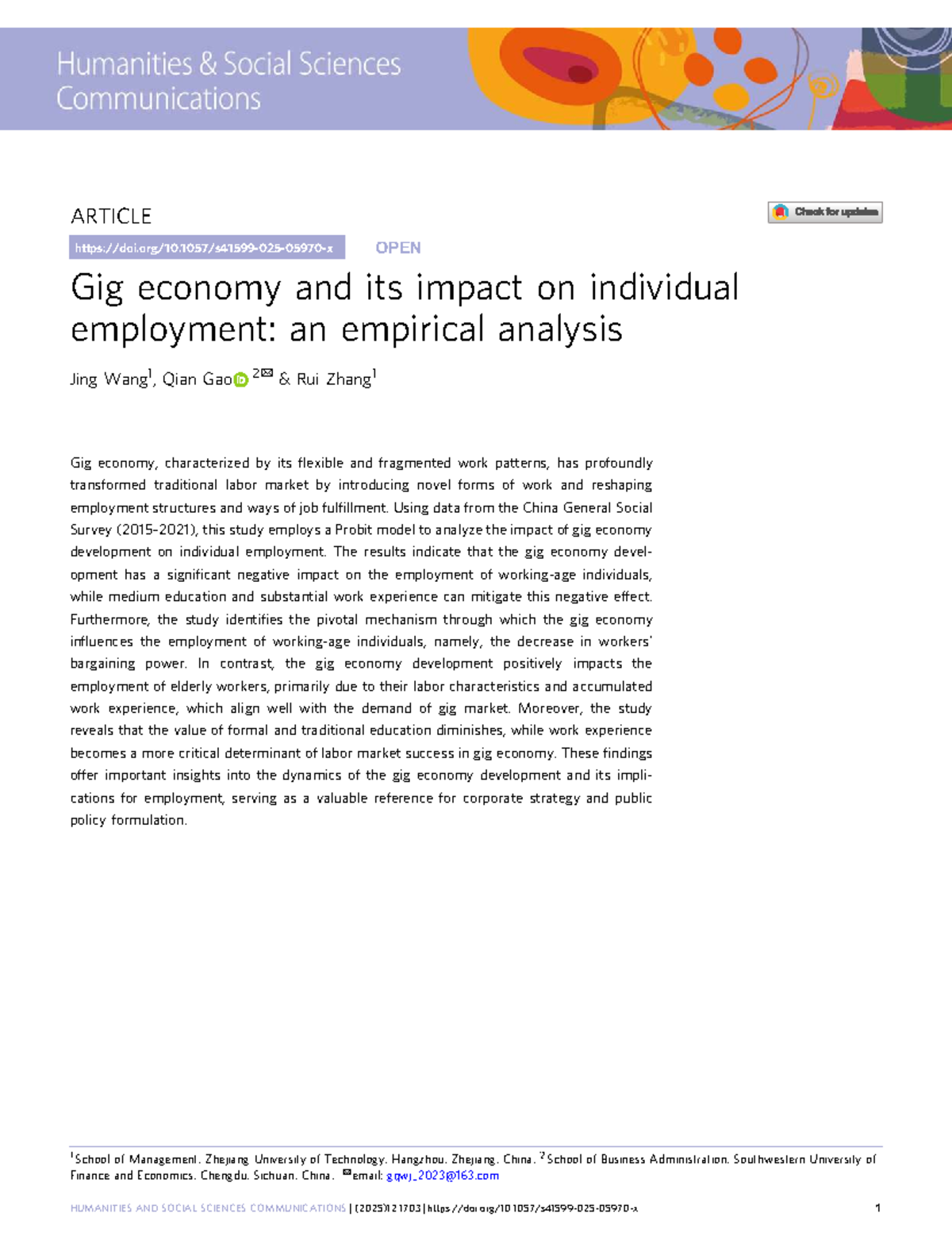 GIG ECONOMY RESEARCH: Impacts on Employment and Bargaining Power - Studocu