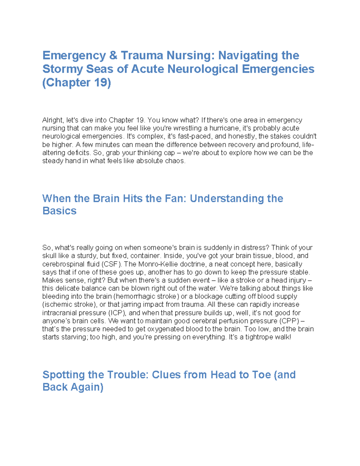 Emergency Trauma Nursing: Acute Neurological Emergencies (Chapter 19 ...