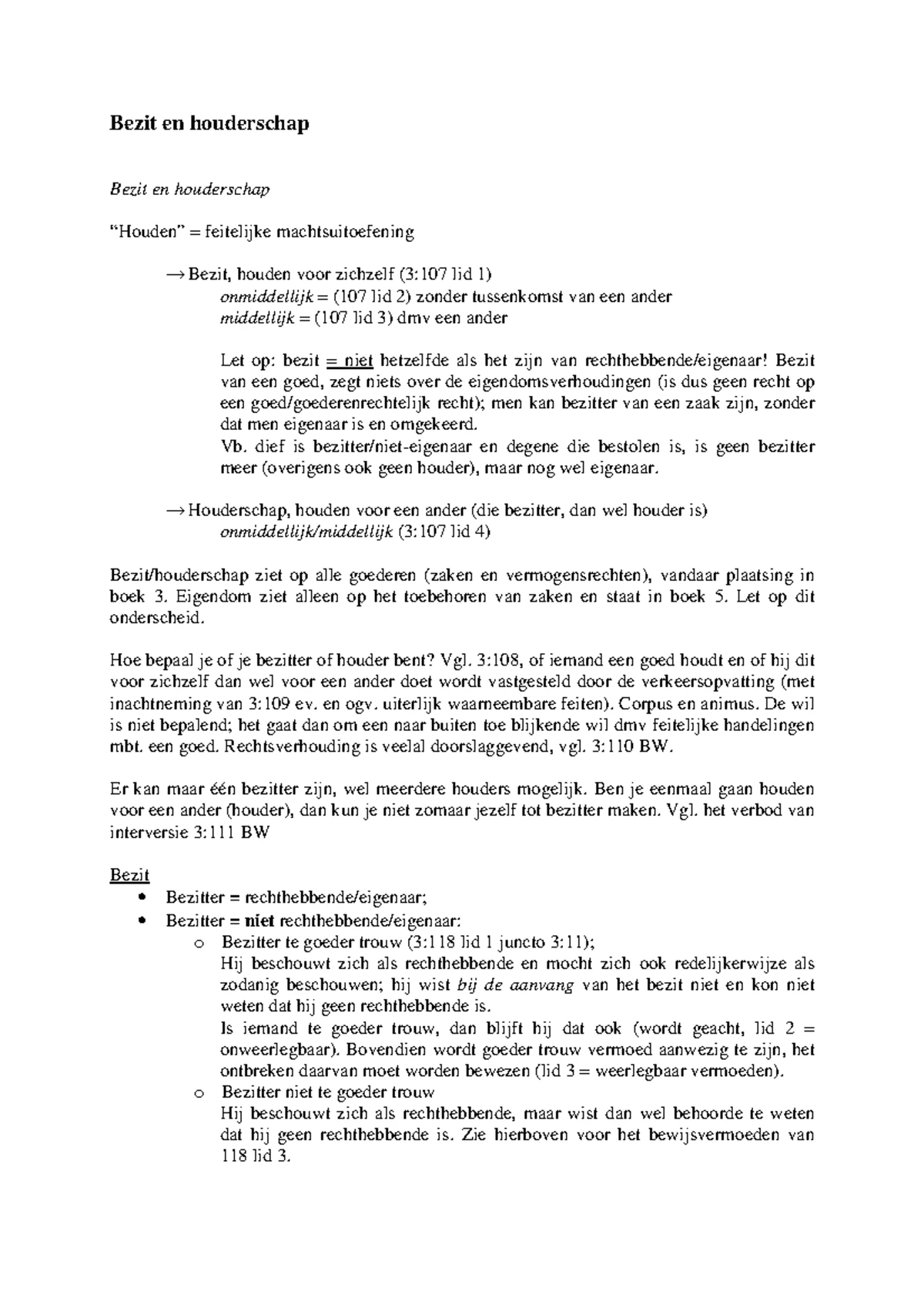 BW 3 en BW 5 legenda - burgerlijk wetboek 3 en 5 aantekeningen - BW 3 ...