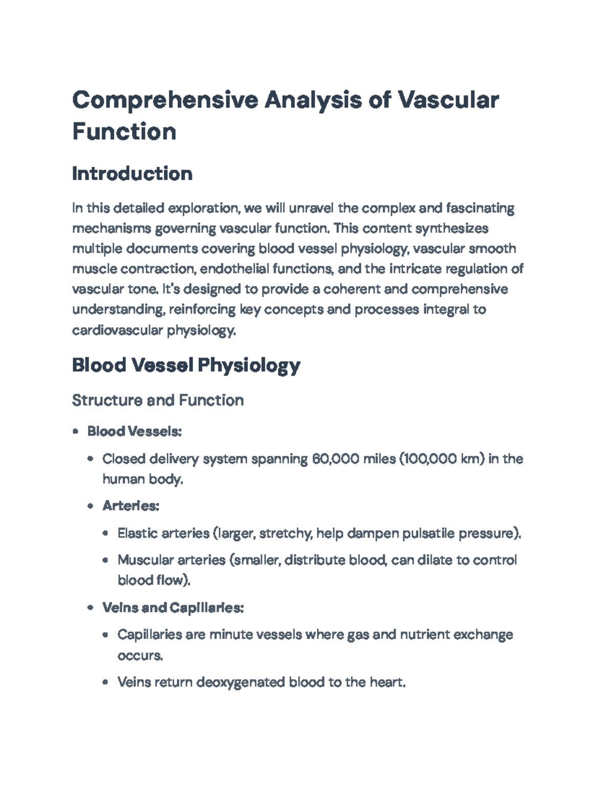 Comprehensive Analysis of Vascular Function: Physiology & Mechanisms ...