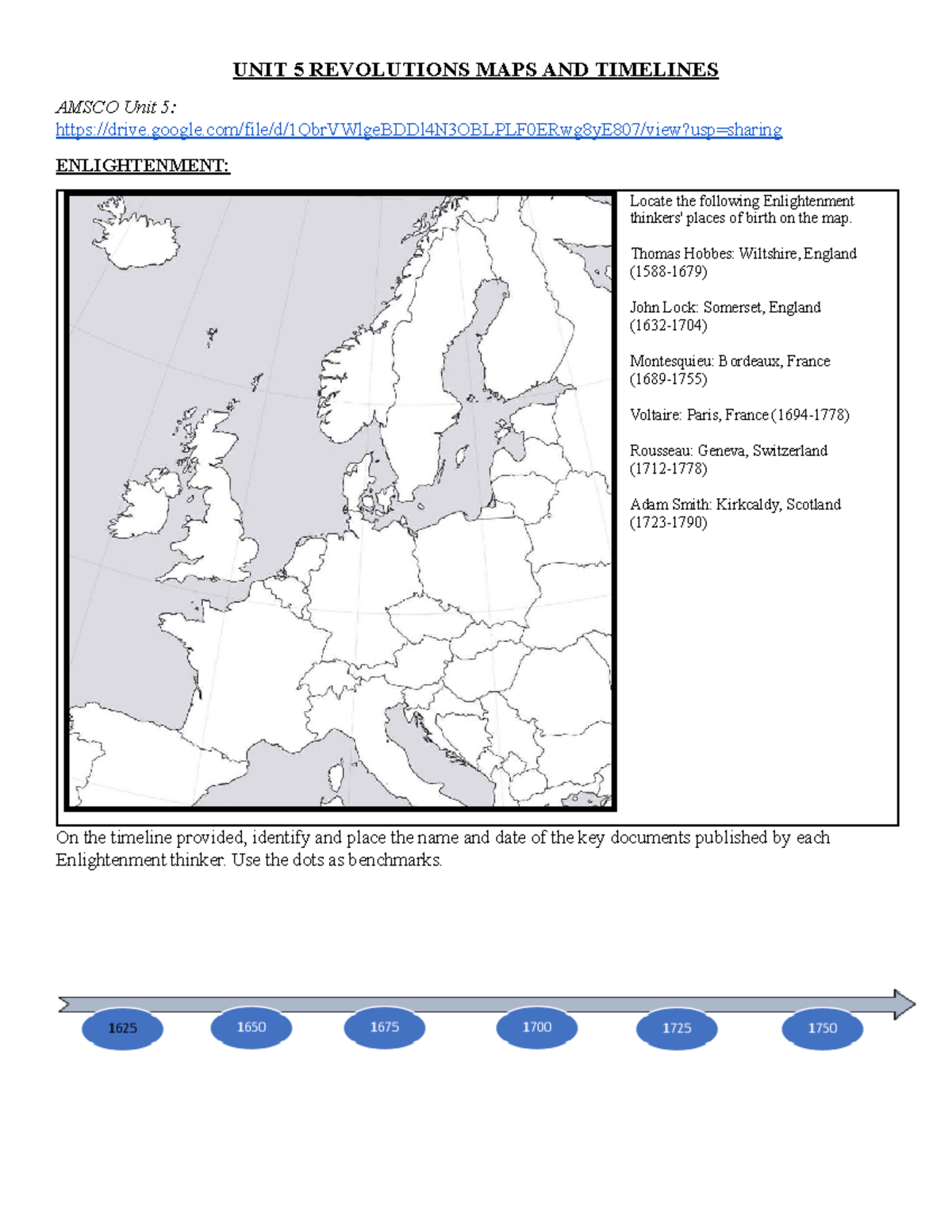 AMSCO Unit 5: Enlightenment & Revolutions Maps and Timelines - Studocu