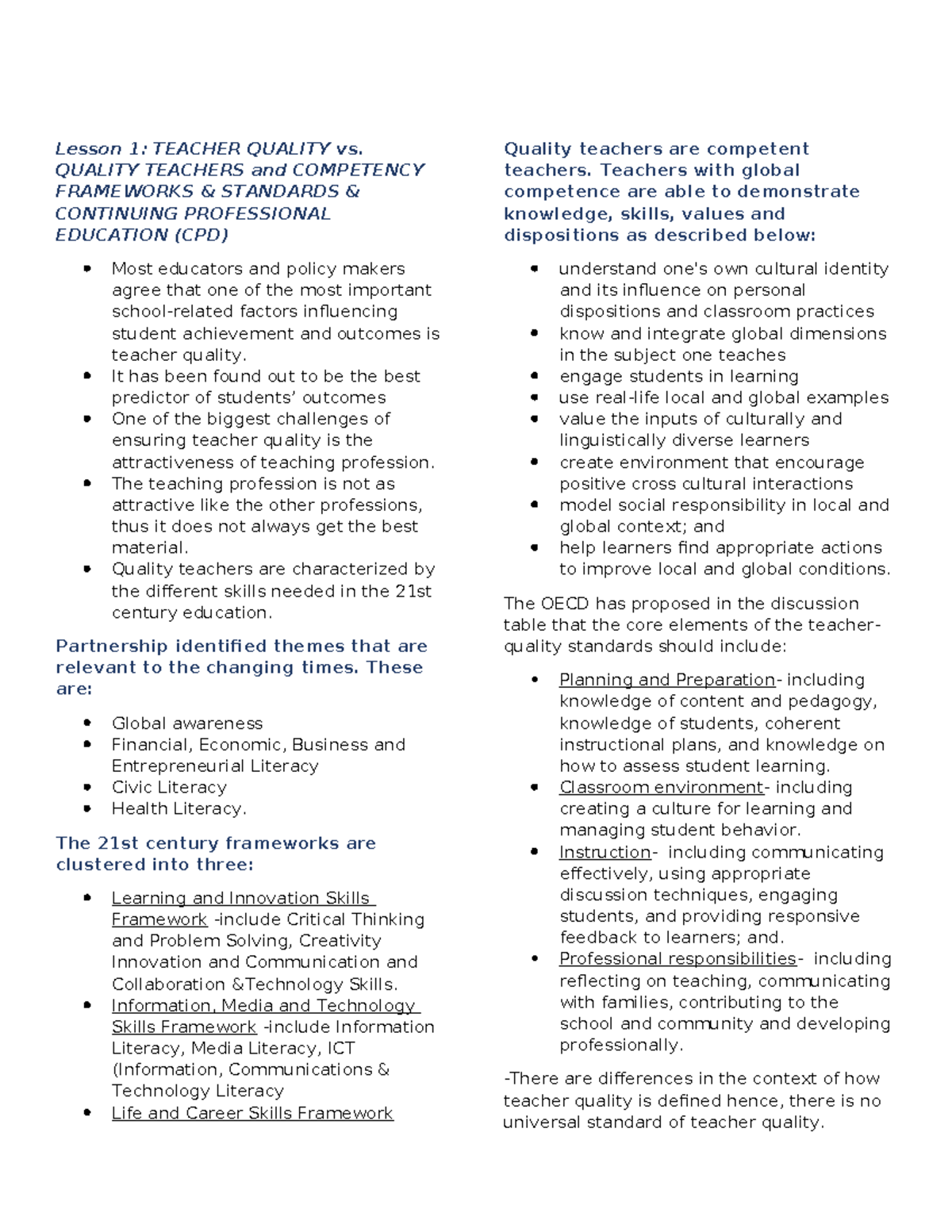 ED 201 Module 4 - Lesson on Teacher Quality and Competency Standards ...