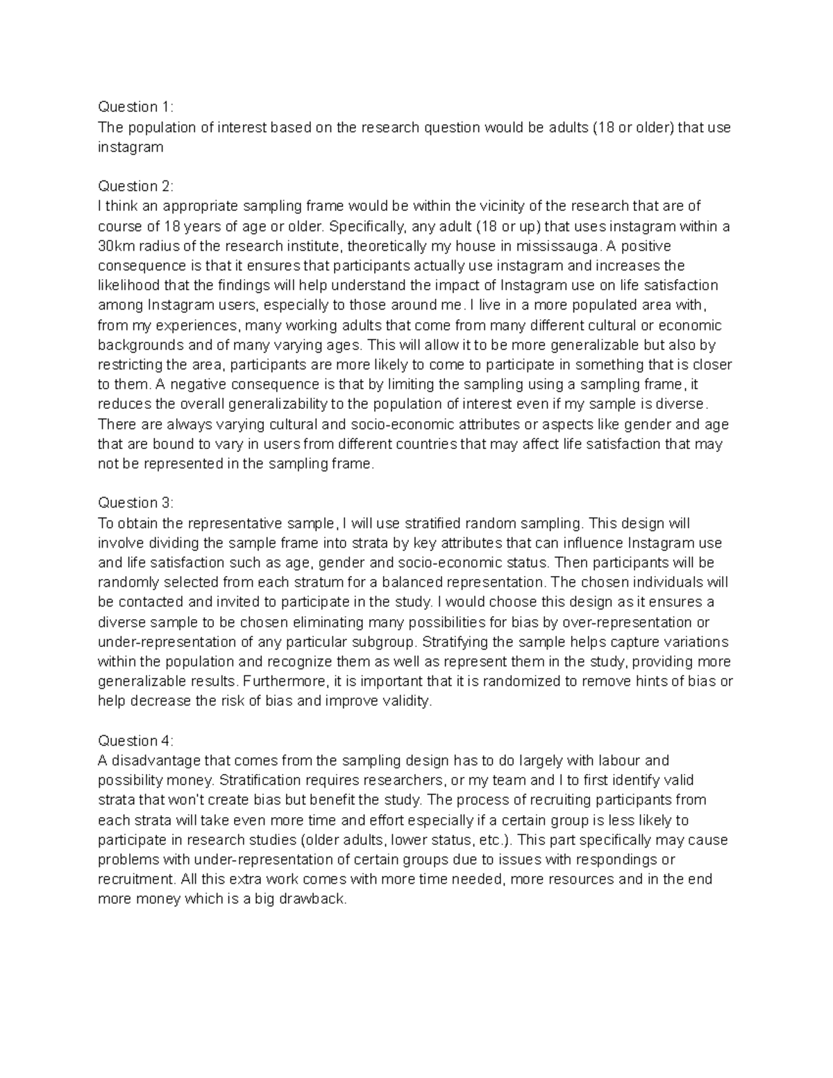 AS - Stats 2244 Assignment 1: Sampling Design and Considerations - Studocu