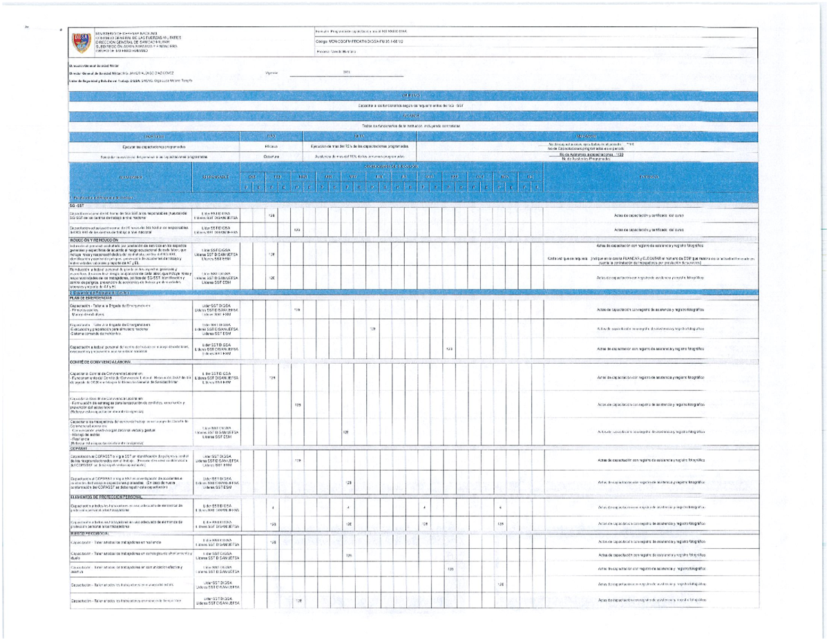 Programa Anual de Capacitación SGSST - Excel Firmado - Studocu