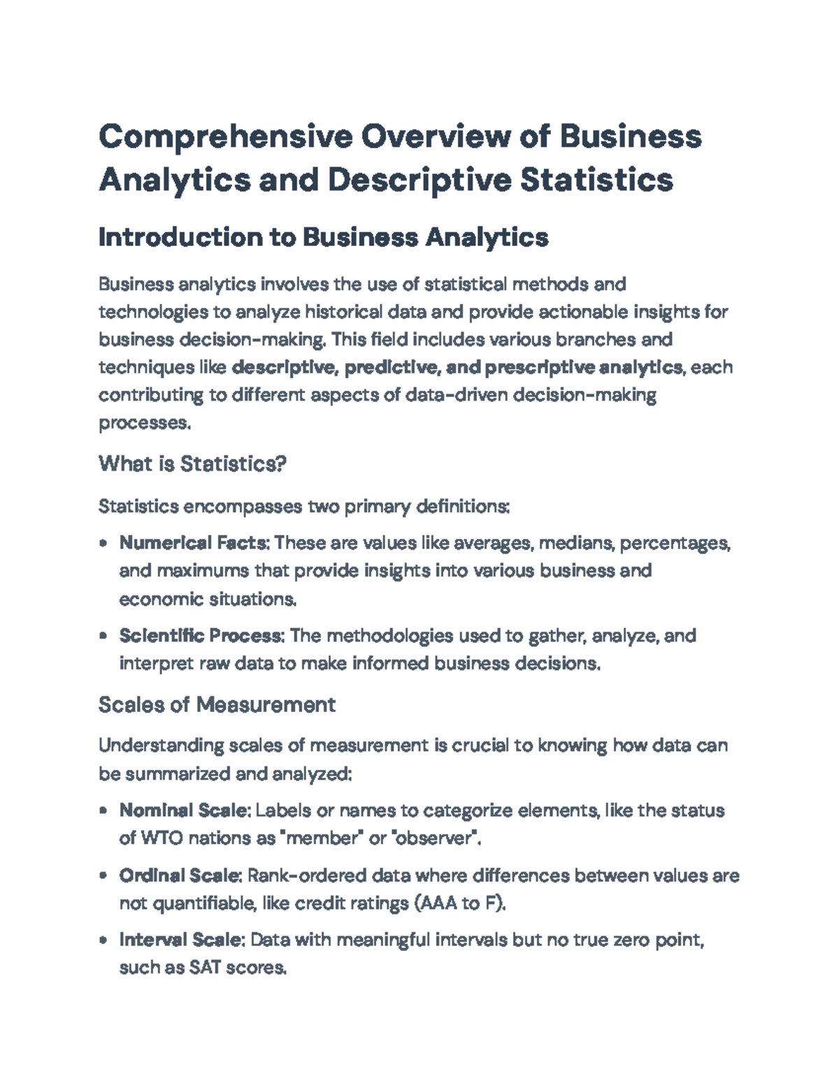 Comprehensive Guide to Business Analytics and Descriptive Statistics ...