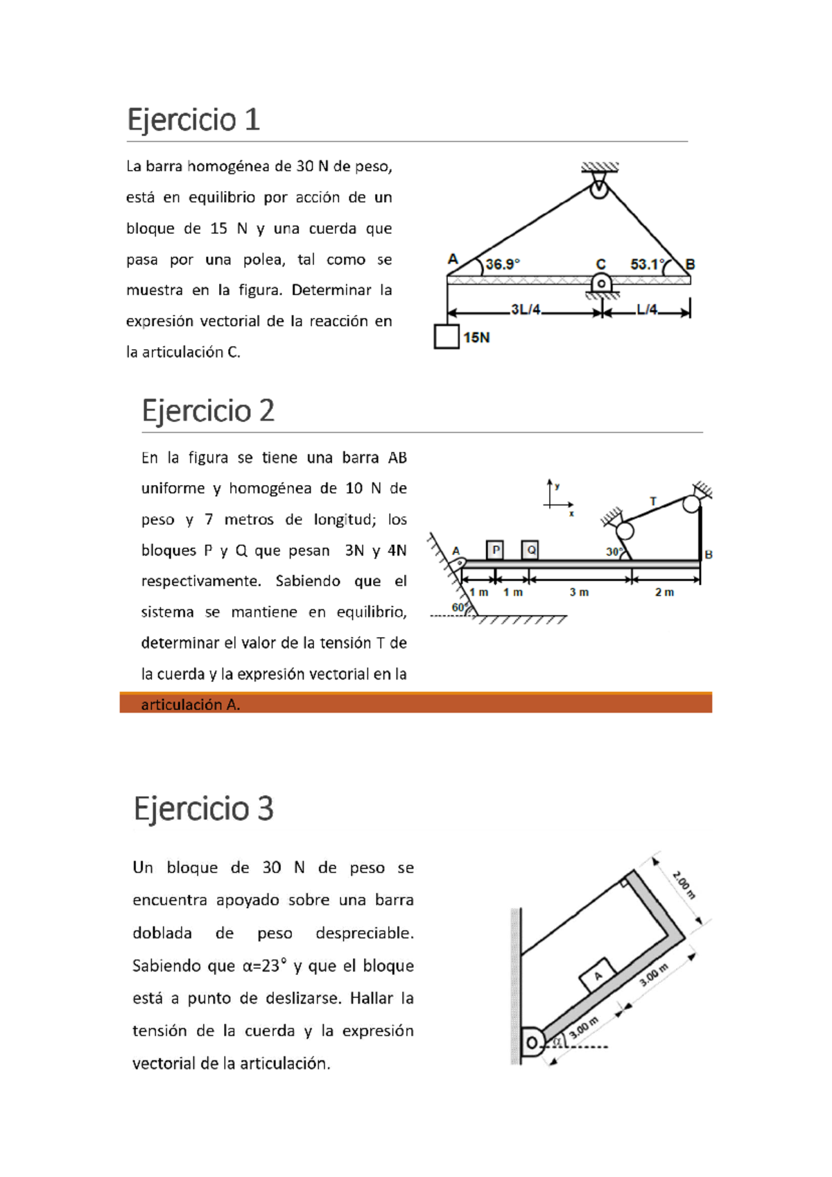 Estática III - Ejercicios de Equilibrio y Reacciones en Articulaciones ...