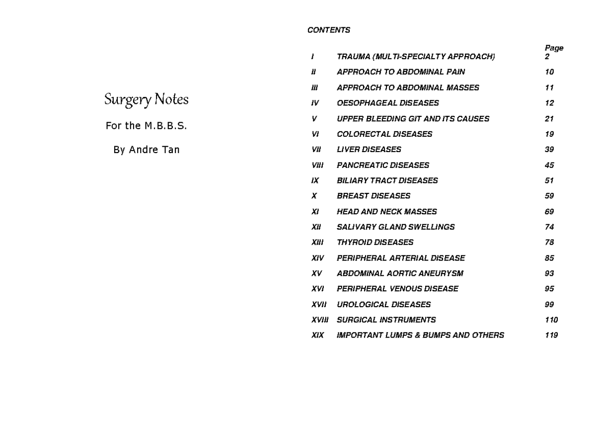Surgical Notes for M.B.B.S. - Comprehensive Trauma Management 1234 ...