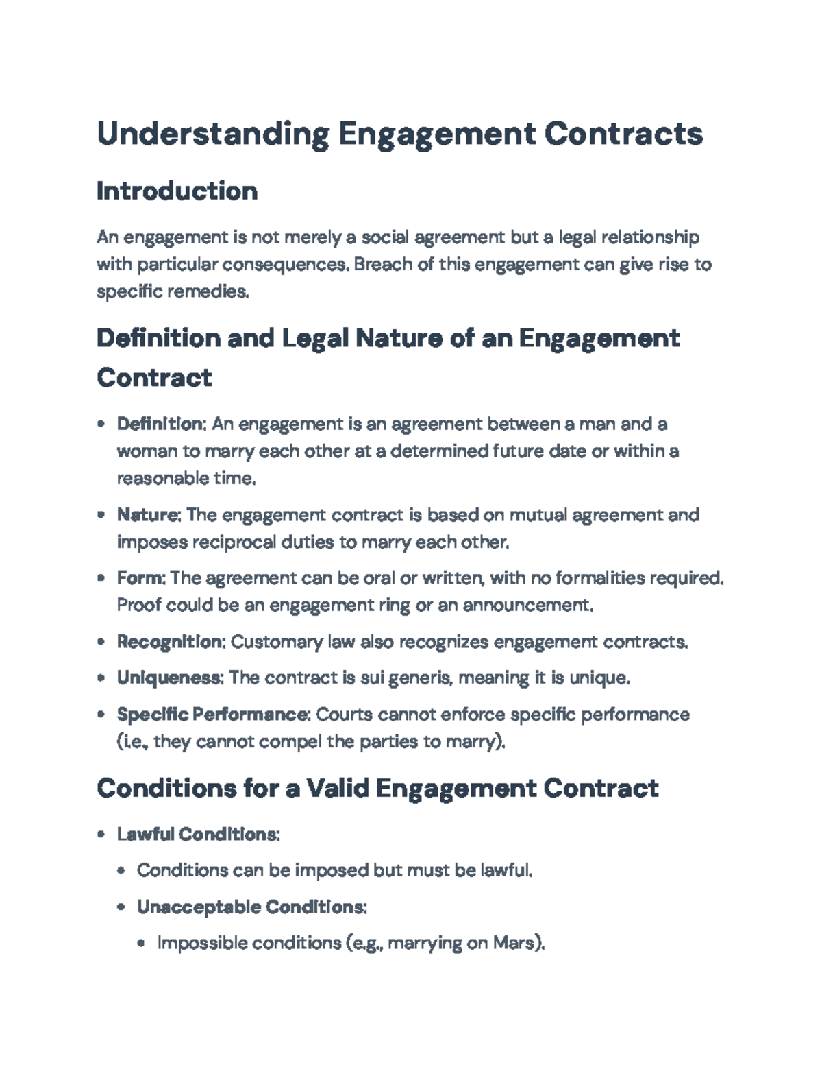 Understanding Engagement Contracts: Legal Nature, Terms & Remedies ...