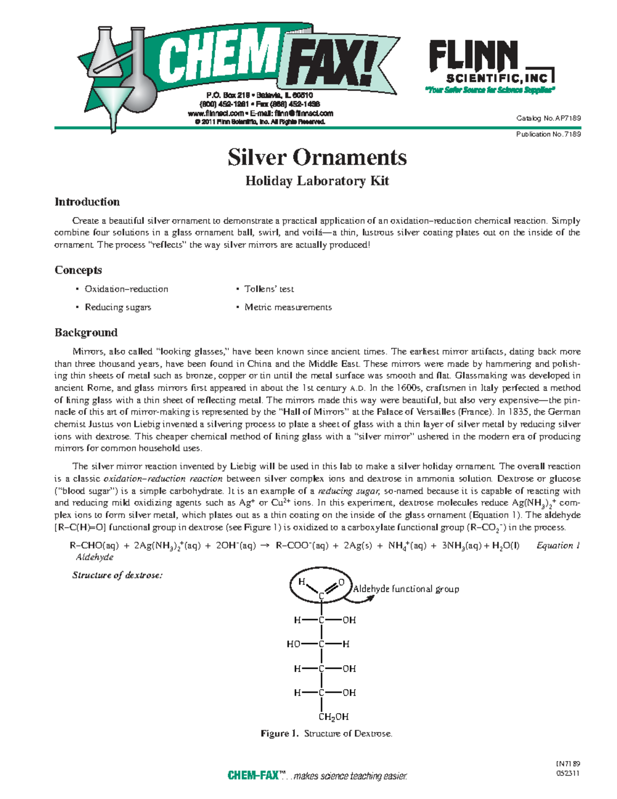 Silver Ornaments Holiday Lab Kit (AP7189) - Experiment Overview and ...