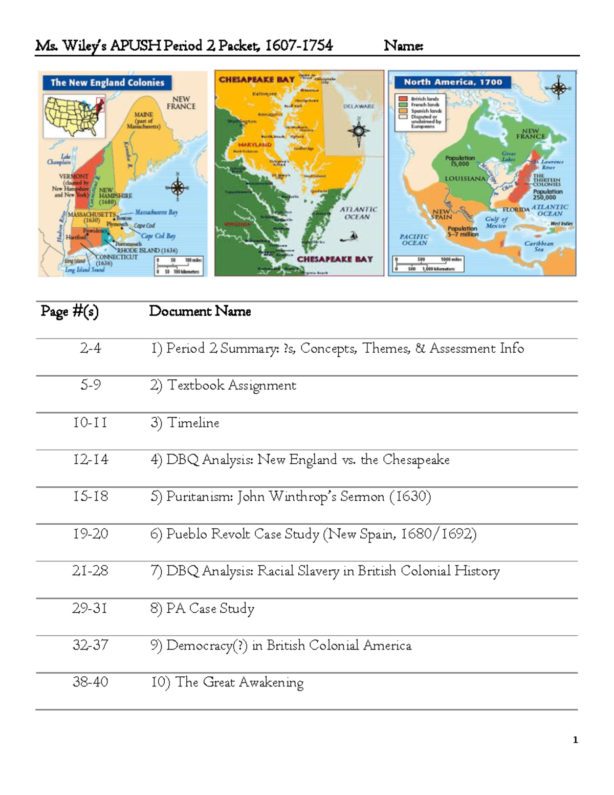 APUSH Period 2 Packet: Key Themes and Assessments (1607-1754) - Studocu