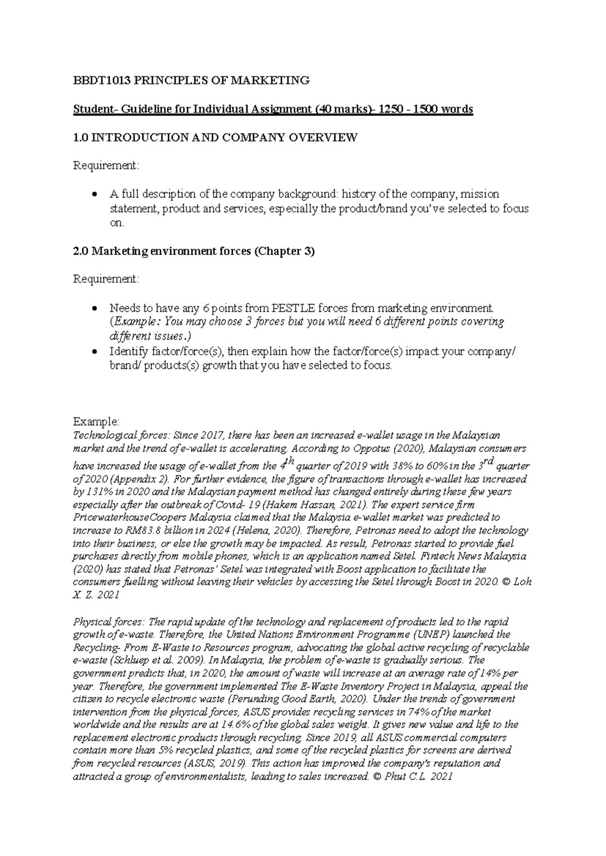 BBDT1013 Principles of Marketing: Individual Assignment Guidelines ...