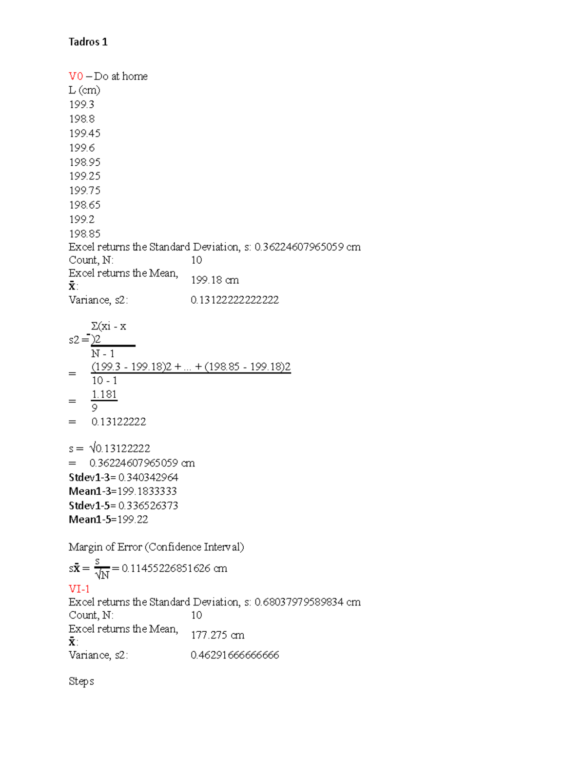 PHY 152 EC0 Lab - Mean, Std Dev, & Margin of Error Report - Studocu