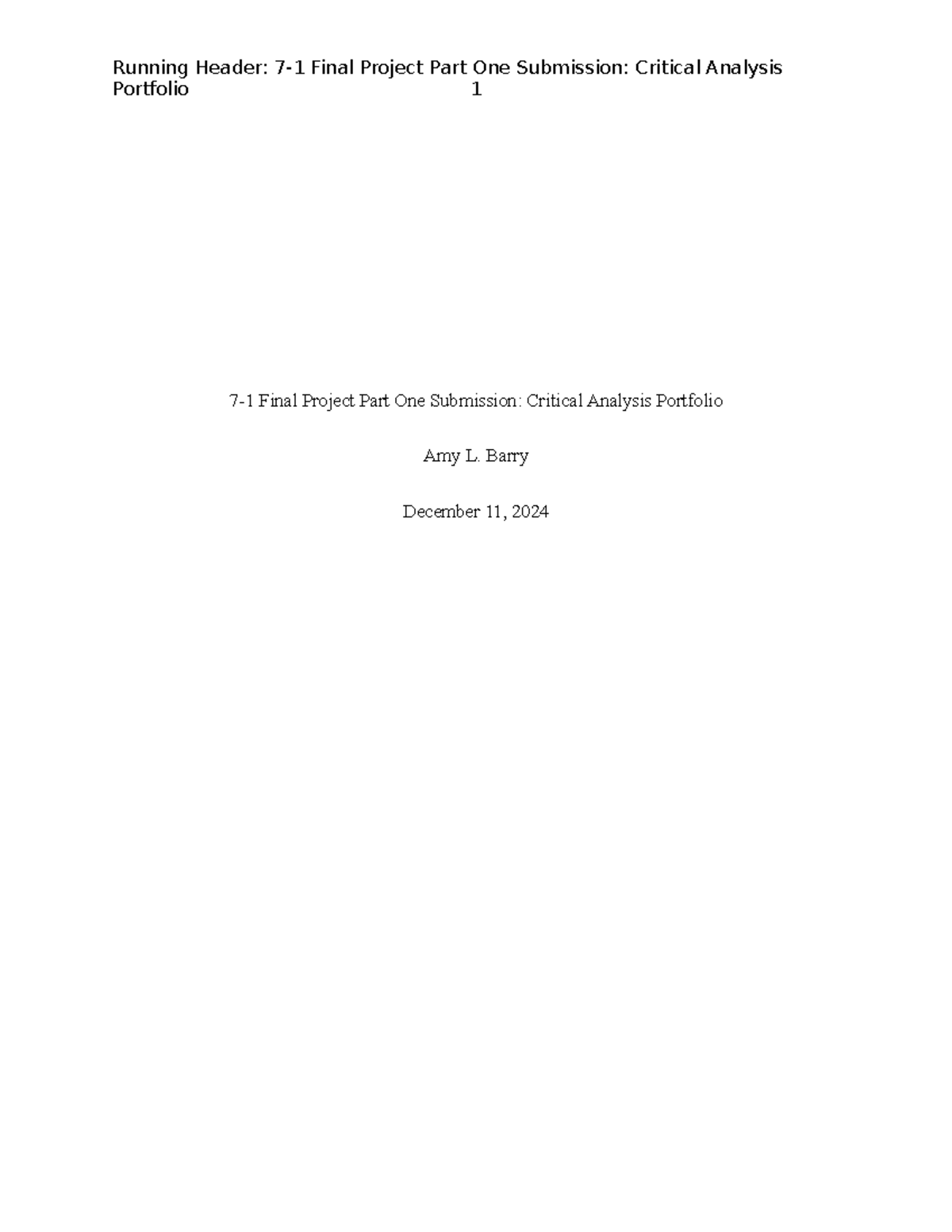 7-1 project - homework - Portfolio 1 7-1 Final Project Part One ...