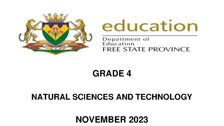 NST Grade 4 Natural Sciences & Technology November Test 2023 - Studocu