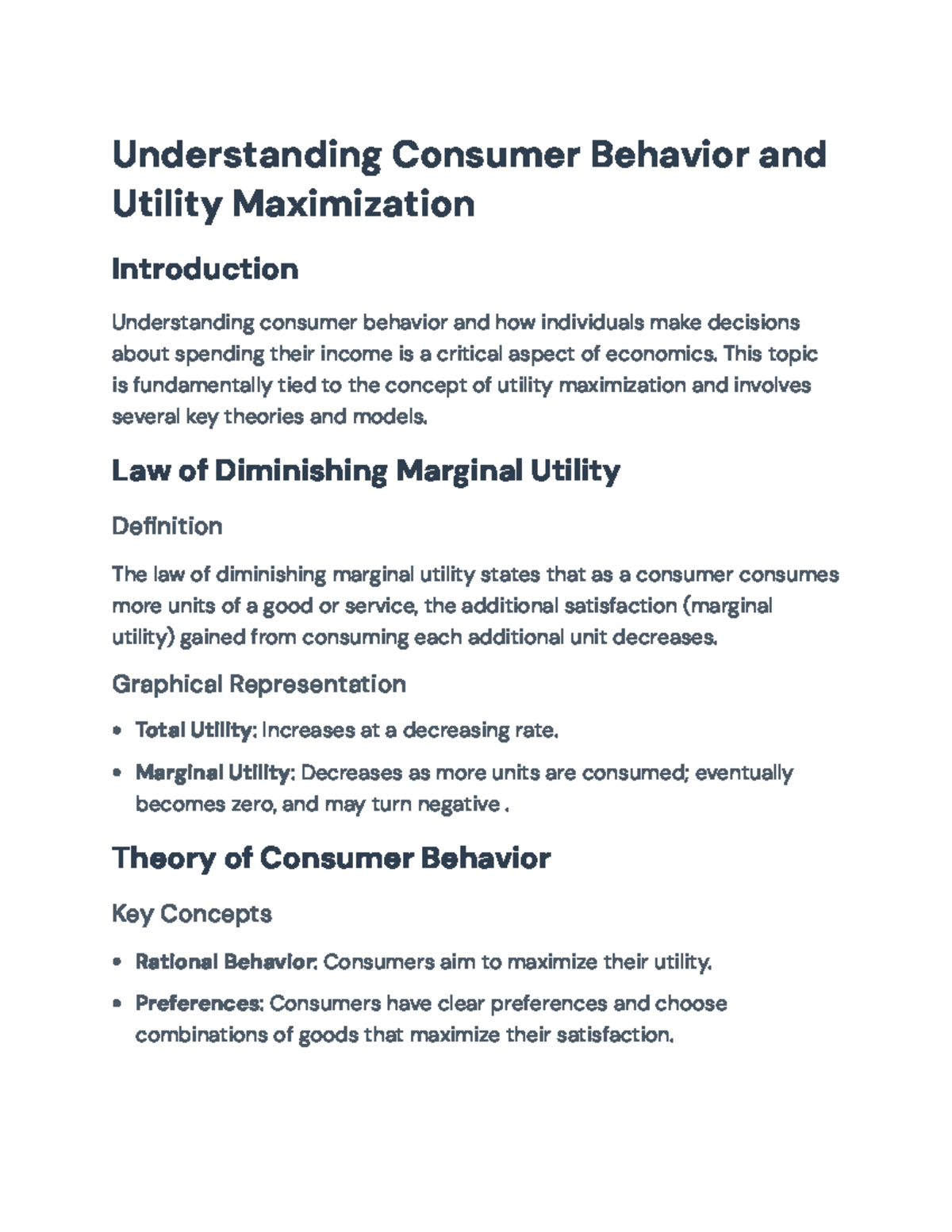 Understanding Consumer Behavior and Utility Maximization: Key Concepts - Understanding Consumer ...