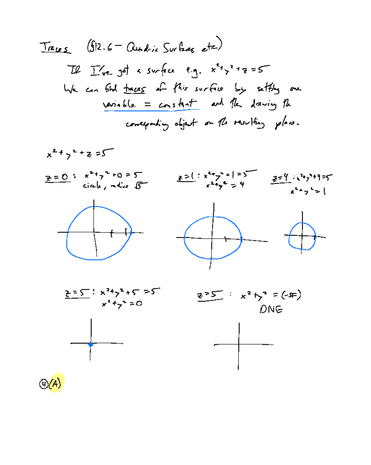 Traces of Quadric Surfaces - MATH 912.6 Analysis - Studocu